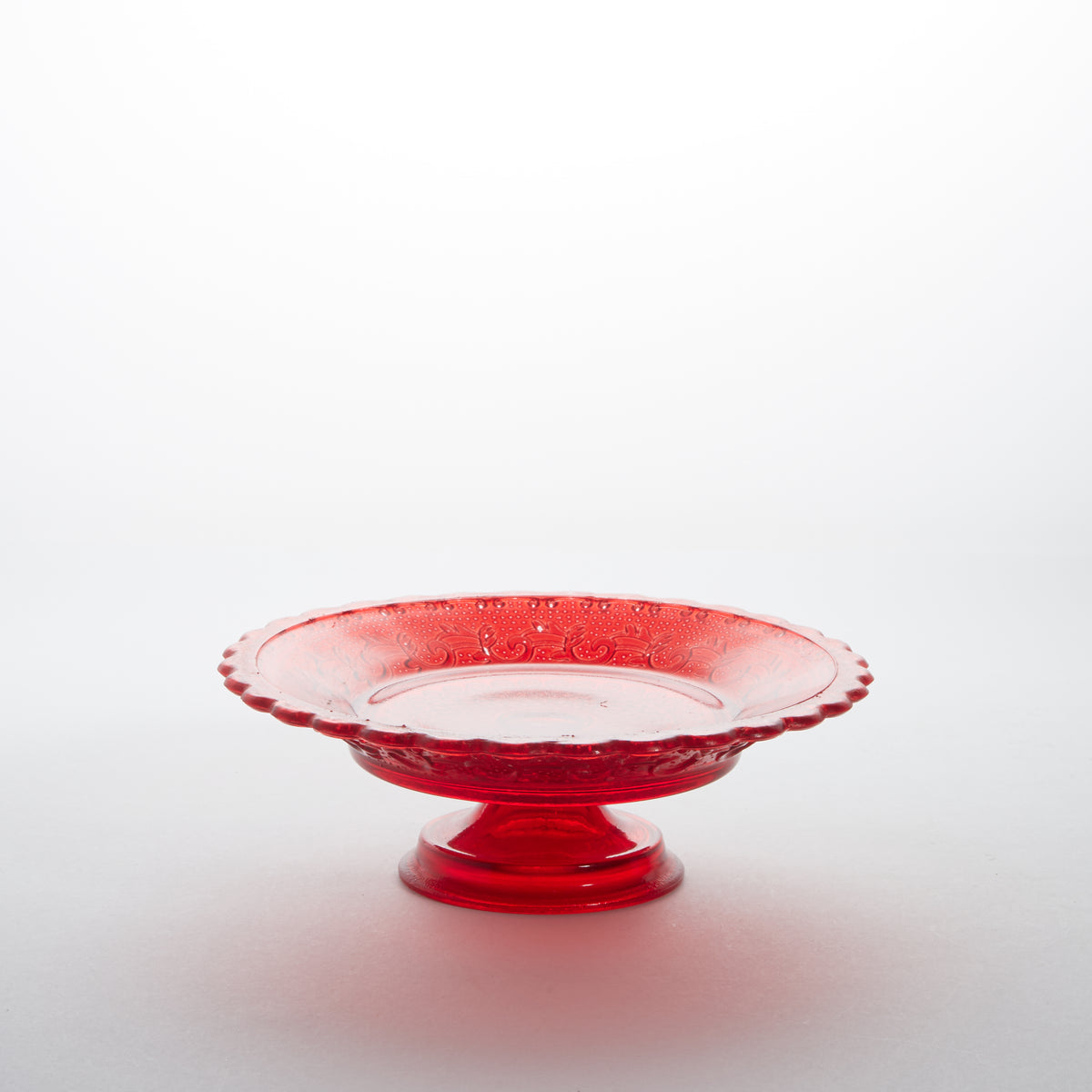 Red cut glass cake stand – The Prop Bank